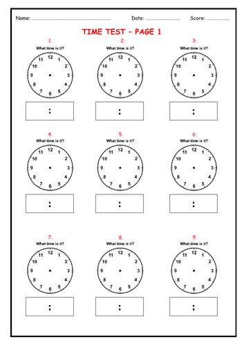 Telling the Time - Test | Teaching Resources