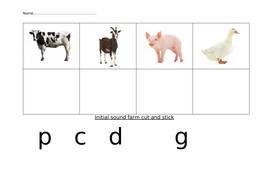 Initial sound cut and stick (farm) | Teaching Resources