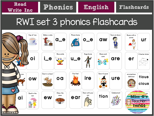 RWI set 3 phonics digraph trigraph flashcards | Teaching Resources