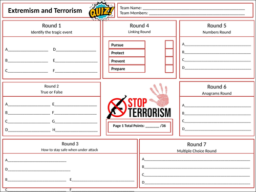 Extremism and Anti - Terrorism Quiz | Teaching Resources