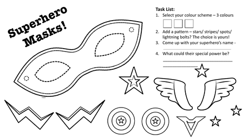 Superhero Mask Worksheet | Teaching Resources