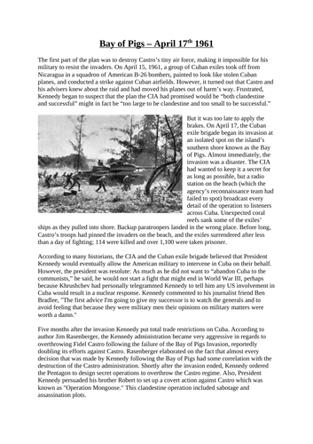 Bay of Pigs - AQA 7042 | Teaching Resources