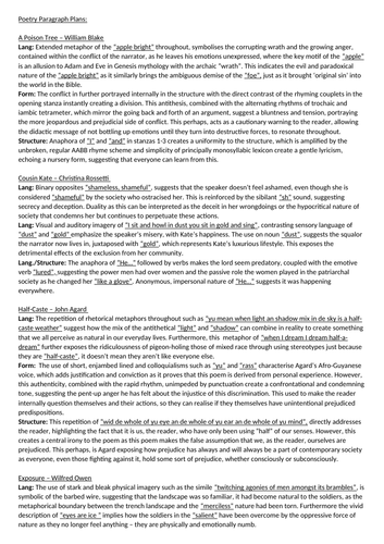 GCSE Edexcel English-Conflict Poetry Anthology: In-Depth Points with ...