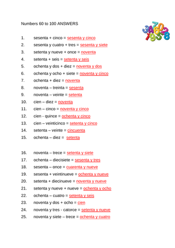 Spanish Numbers 1-100: Teaching, Activities and Revision | Teaching ...