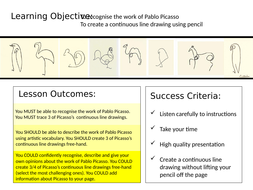 KS3 Picasso Art Lesson - Continuous Line Drawing | Teaching Resources