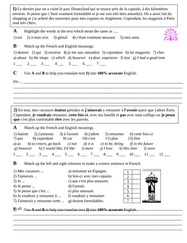 GCSE French: A Holiday in Paris (past tense) | Teaching Resources