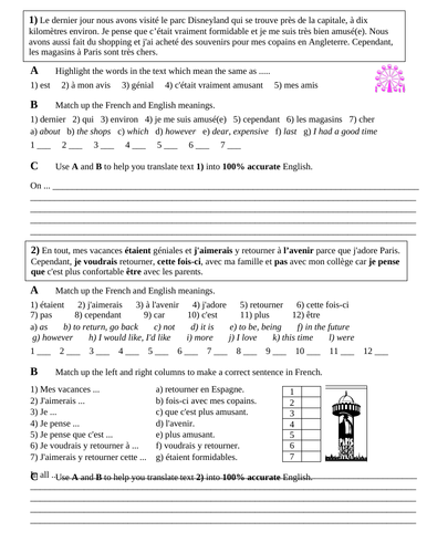 GCSE French: A Holiday in Paris (past tense) | Teaching Resources