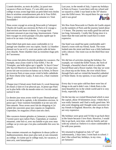 GCSE French: A Holiday in Paris (past tense) | Teaching Resources