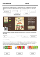 Food cover work / cover lesson - Food labelling - 1hr activity ...