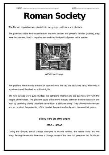 The Romans - Roman Society | Teaching Resources