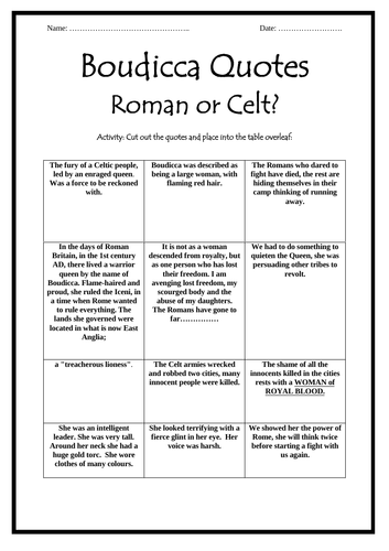 The Romans - Queen Boudicca! | Teaching Resources