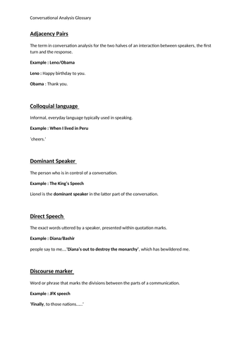 A-Level English Language and Literature Voices Anthology Glossary of ...