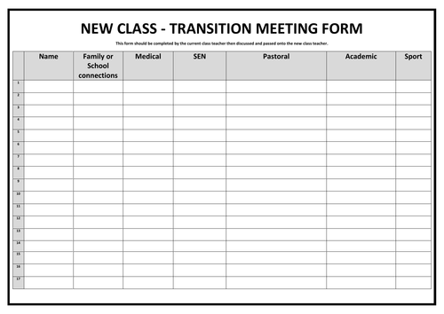 New Class: Transition Forms - 2 to choose from | Teaching Resources