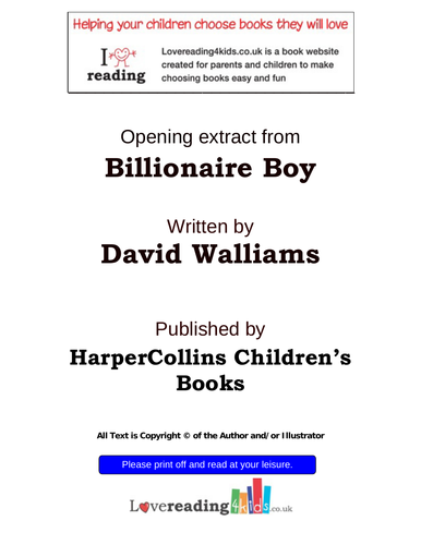 Middle Ability Billionaire Boy Reading Comprehension | Teaching Resources