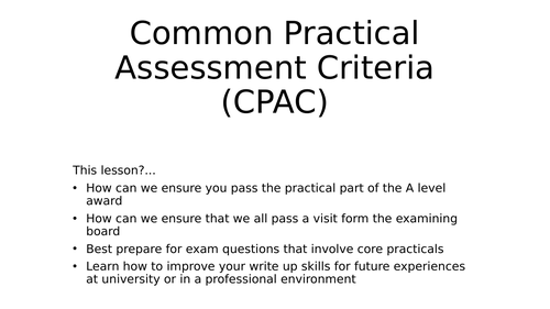 CPAC - Common Practical Assessment Criteria for Edexcel A level Biology ...