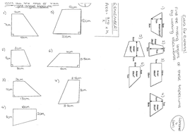Area of a Trapezium Structured Worksheets | Teaching Resources