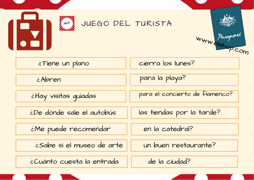 Tourist interaction. Role Play in Spanish . Speaking preparation. GCSE ...