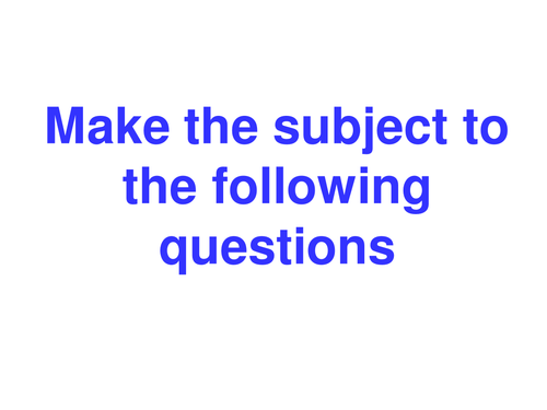 Finding the Subject | Teaching Resources