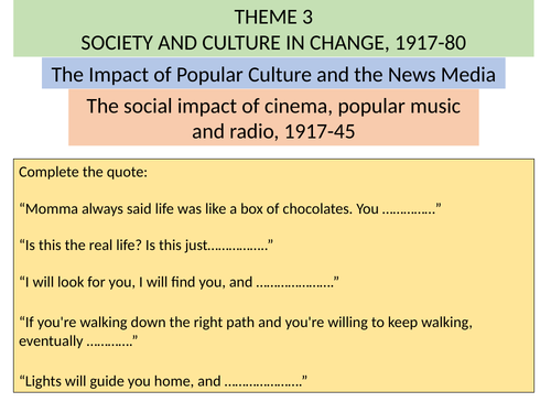In Search of the American Dream - Unit 3 Society and Culture in Change ...