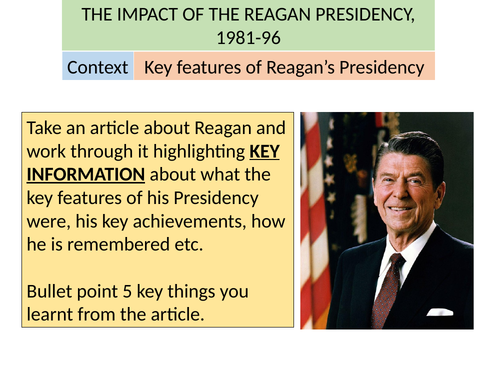 In Search of the American Dream - Unit 5 Reagan - Edexcel A Level ...