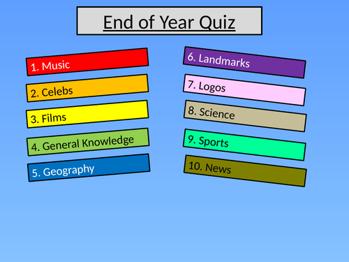 End of Year Quiz 2019 NEW | Teaching Resources