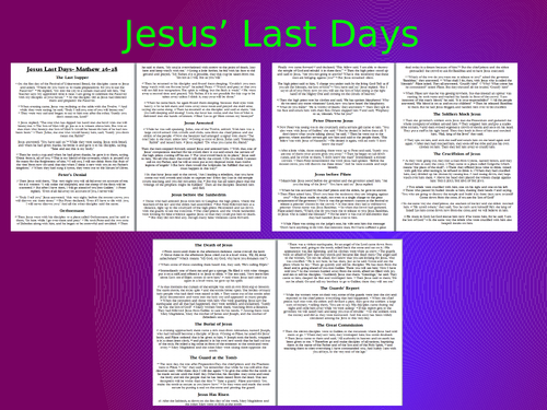 Jesus' Last Days | Teaching Resources