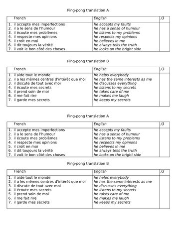 Bundle of Conti's style activities Un bon ami Higher | Teaching Resources