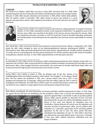 The Rise & Fall of Adolf Hitler in WWII - Reading Comprehension ...