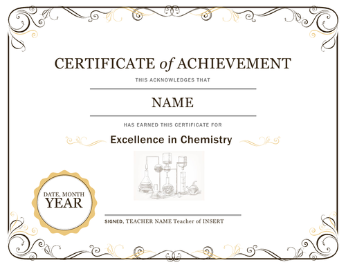 Certificate of Achievement and Effort for Chemistry | Teaching Resources