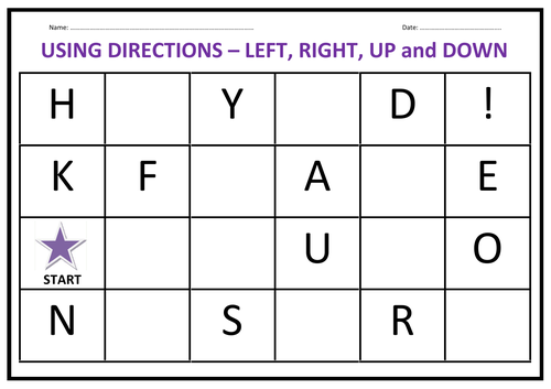 Directions Activity - Left, Right, Up, Down | Teaching Resources