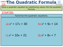 GCSE Quadratic Formula 9-1 by mr_resources | Teaching Resources