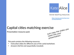Capital cities matching cards quiz | Teaching Resources