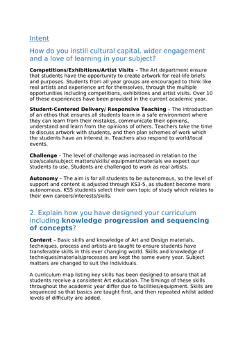 Curriculum Rationale, CPD Support, Intent, Implementation and Impact Q ...