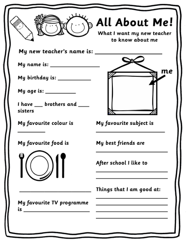 New School Year / New Teacher / All About Me Worksheet | Teaching Resources