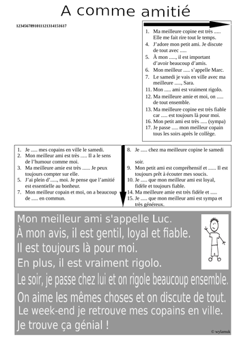 Studio AQA GCSE French, pp. 10/11, A comme amitié | Teaching Resources