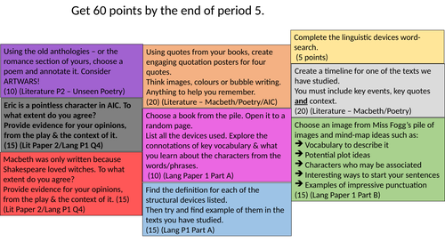 Pick and Mix GCSE English Revision | Teaching Resources