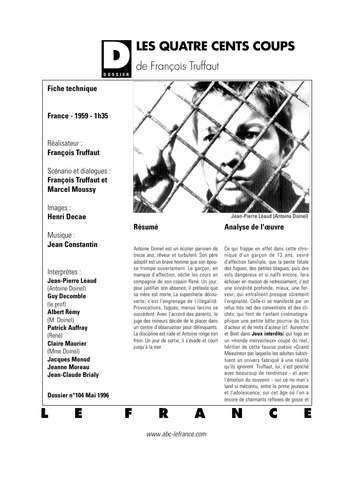 BUNDLE OF STUDY GUIDES ON Les 400 Coups | Teaching Resources