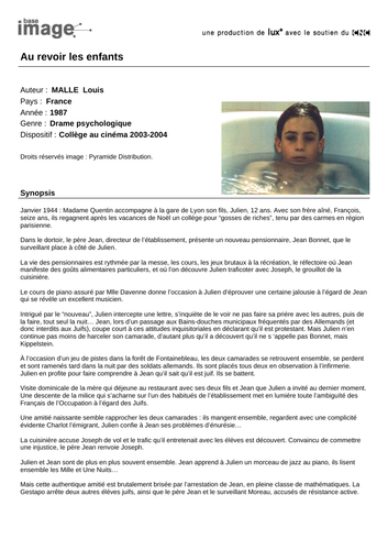 BUNDLE ON Au Revoir Les Enfants | Teaching Resources