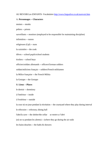 BUNDLE ON Au Revoir Les Enfants | Teaching Resources