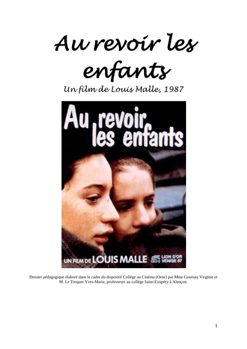 BUNDLE ON Au Revoir Les Enfants | Teaching Resources
