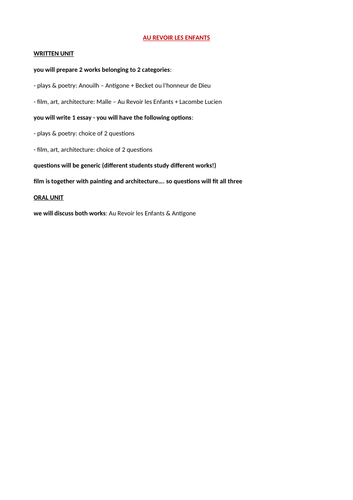BUNDLE ON Au Revoir Les Enfants | Teaching Resources
