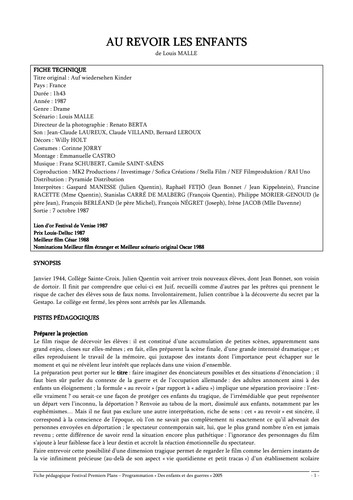 BUNDLE ON Au Revoir Les Enfants | Teaching Resources