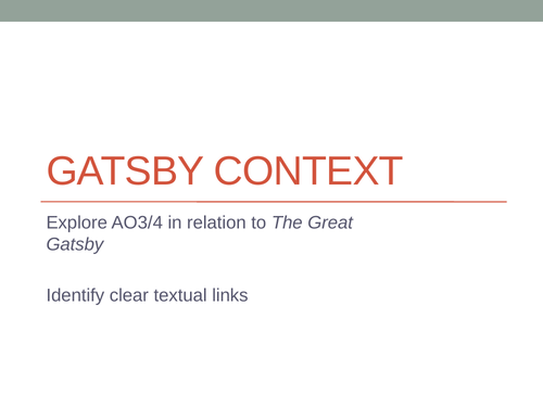 The Great Gatsby Historical and Literary Context | Teaching Resources