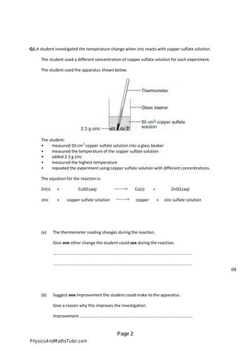 New (9-1) AQA GCSE Chemistry C7 Energy Changes Complete Revision ...