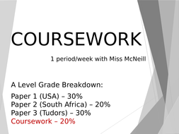 Coursework - 9 lessons - Edexcel A Level History | Teaching Resources