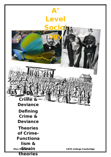 A Level Sociology Crime and deviance booklet Functionalism | Teaching ...
