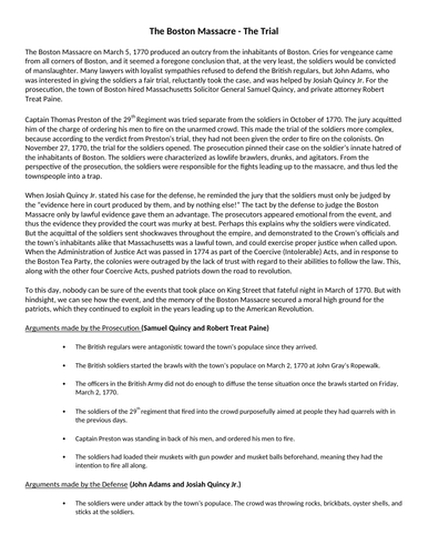 How were those responsible for the Boston Massacre tried and punished ...