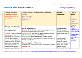 Year 10 PSHE Scheme of Work 2 - Living Responsibly | Teaching Resources