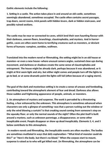 Gothic creative writing | Teaching Resources