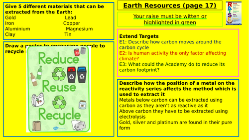 Year 9 Science Homework booklet with marking slides | Teaching Resources